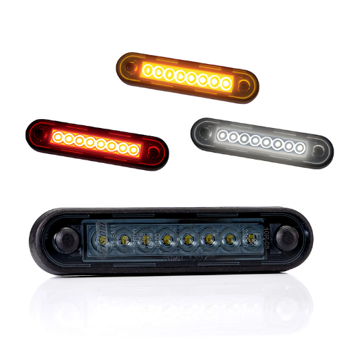 Fristom FT-073 Long Dark Tinted 8 LED 12/24v Marker Light With Flat and ...