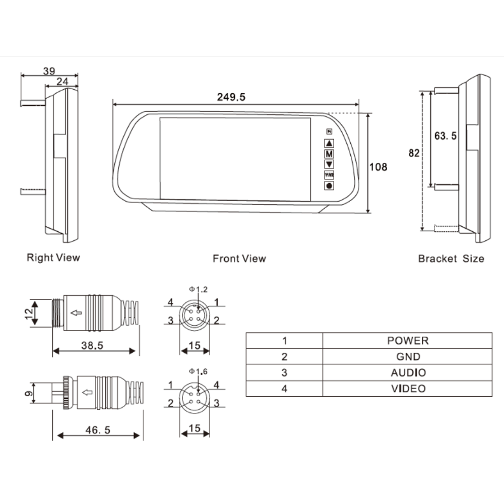 Durite 7" 1080p AHD Mirror Monitor Cam Kit (2 inputs, incl CMOS camera ...