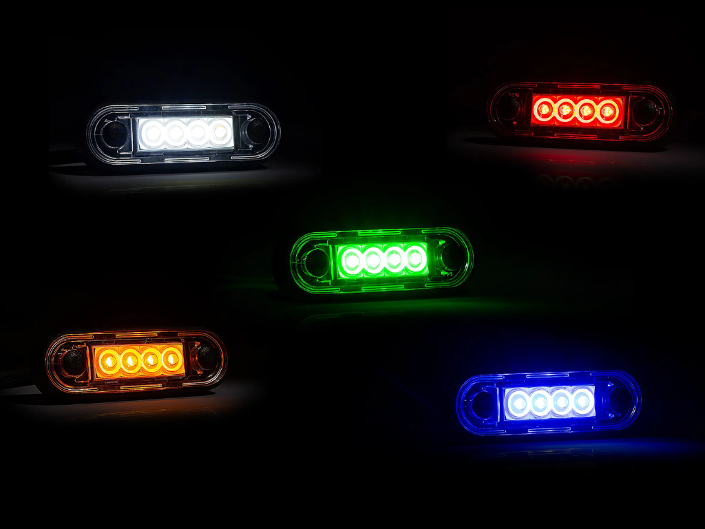 Fristom FT-073 4 LED 12/24v Marker Light With Flat and Rounded Mounting ...