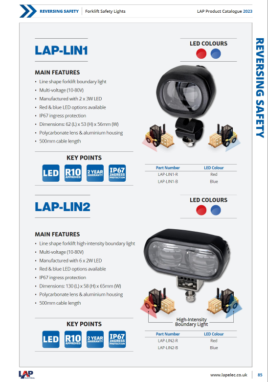 LAP Electrical LAP-LIN2 perimeter forklift with high-intensity line ...